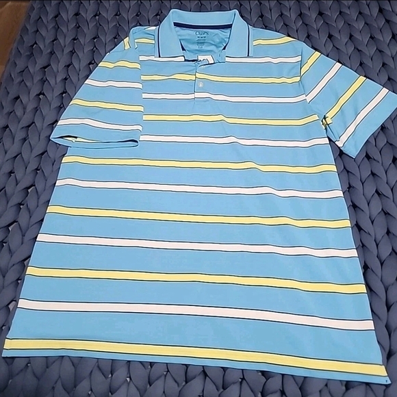 Chaps | Shirts | Chaps Golf Polo Shirt Mens M Blueyellow Stripe Short ...